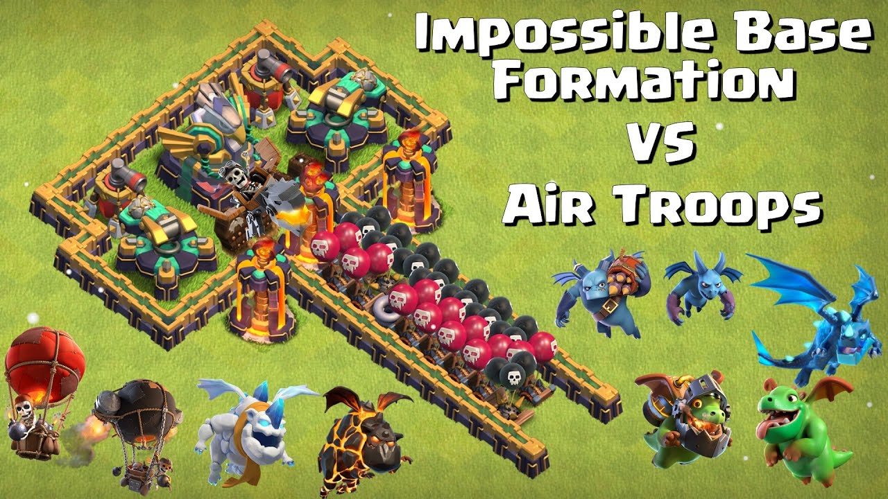 Impossible Base Formation vs Every Air Troops Challenge - Clash of Clans - YouTube