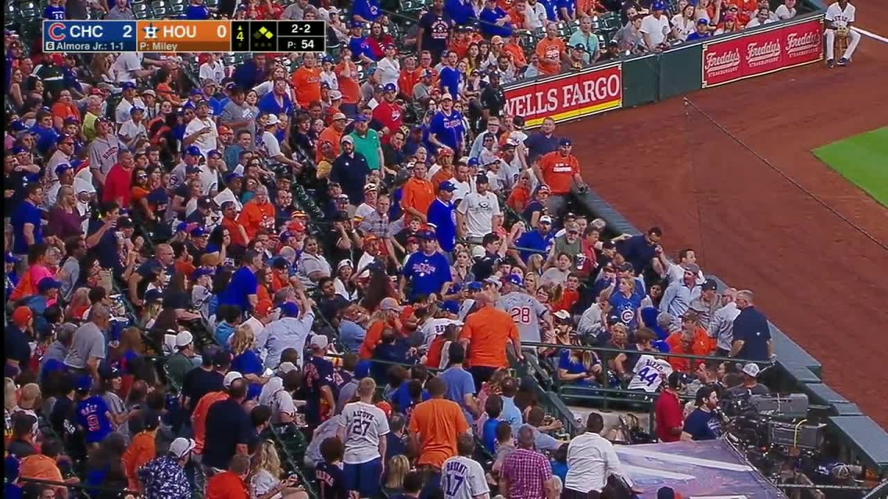 Cubs star in tears after striking young fan with foul ball - YouTube
