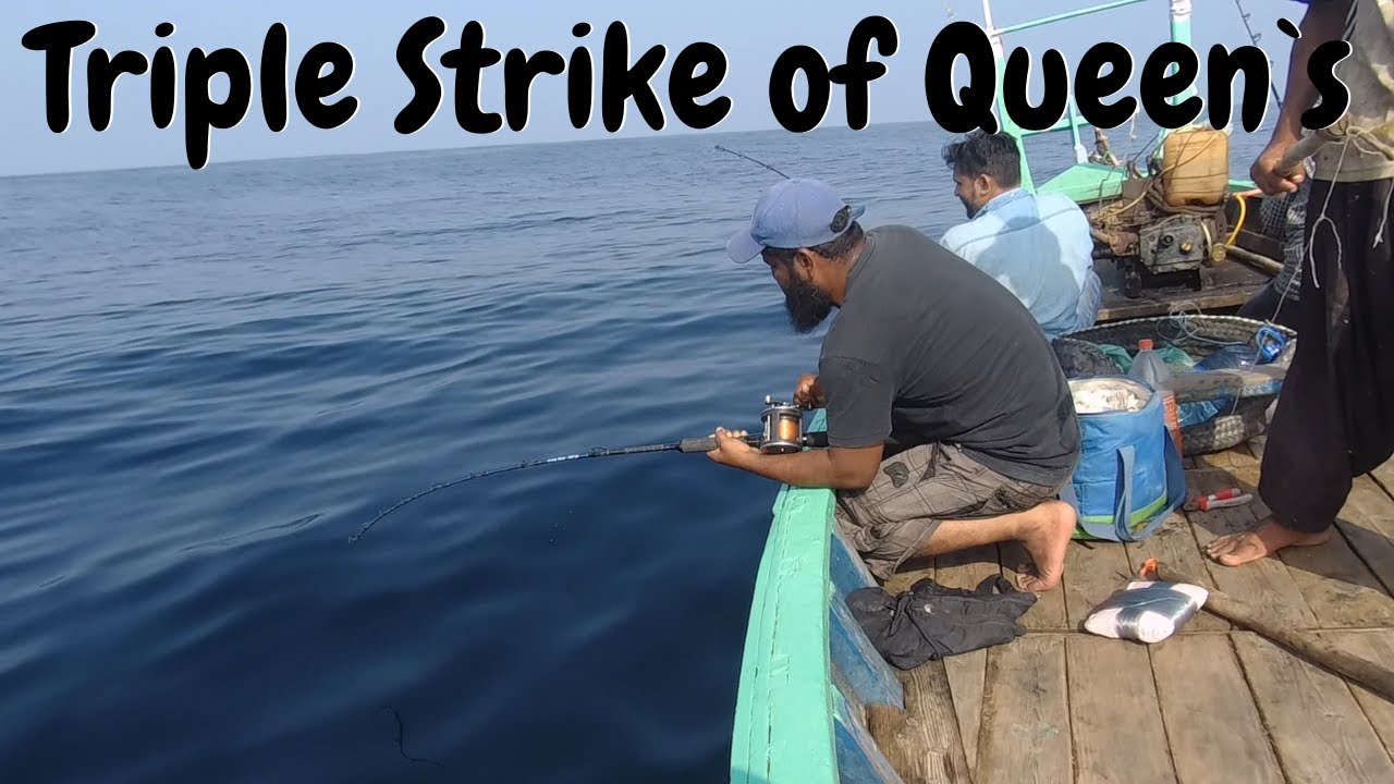 Triple Strike of Queen Fish | Karachi Fishing 2023 | Karachi Charna ...