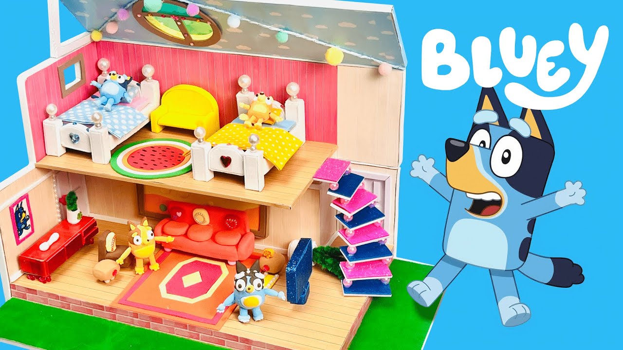 Building a Bluey Miniature House with Rooftop Bedroom & Living Room ...