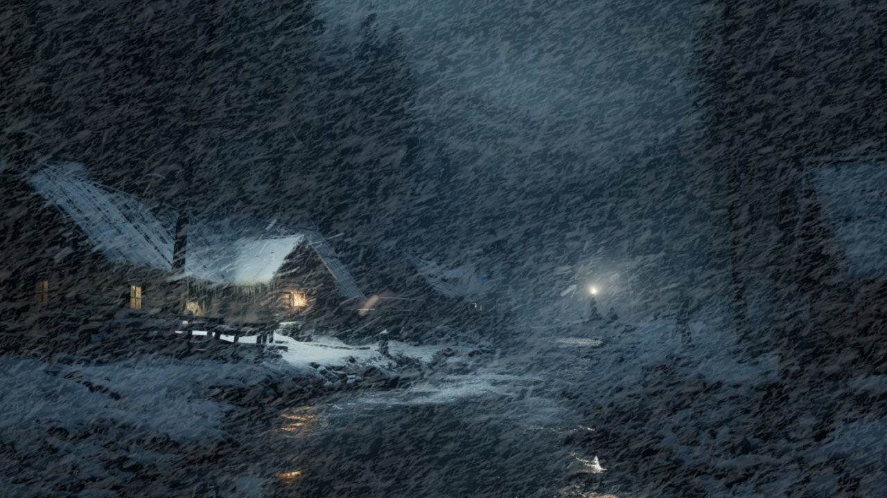 Snowstorm in a Mountain House┇Howling Wind and Falling Snow ┇Cold Wind ...