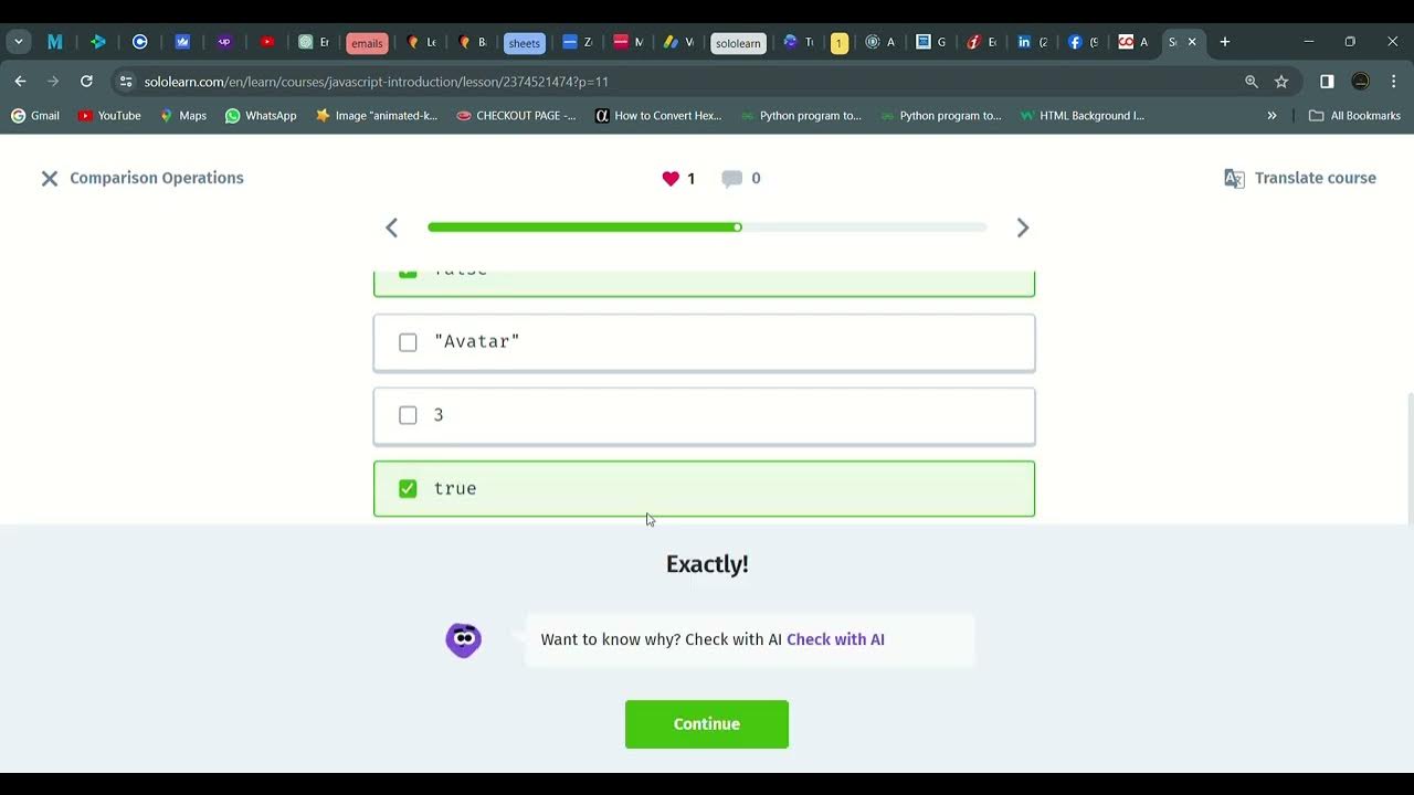 16 Comparison Operations Introduction To Javascript Sololearn Youtube