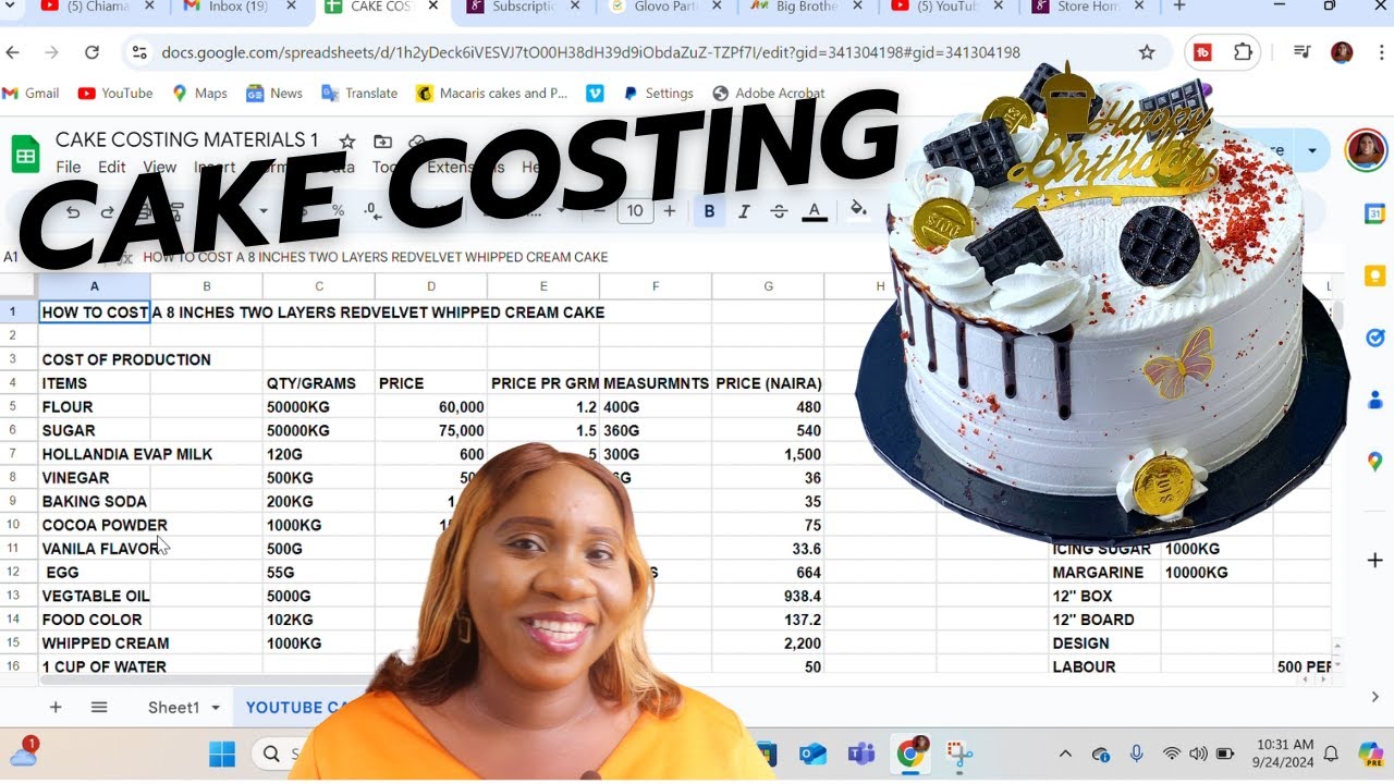How to cost a Two Layers 8 inches Cake | Detailed Cake Costing ...