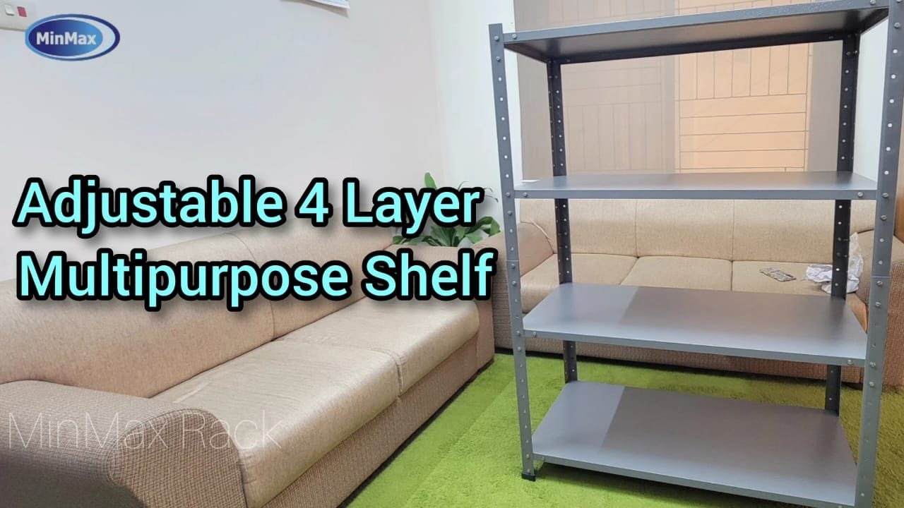 Adjustable 4-Shelf Shelving Unit Storage Rack Installation - YouTube