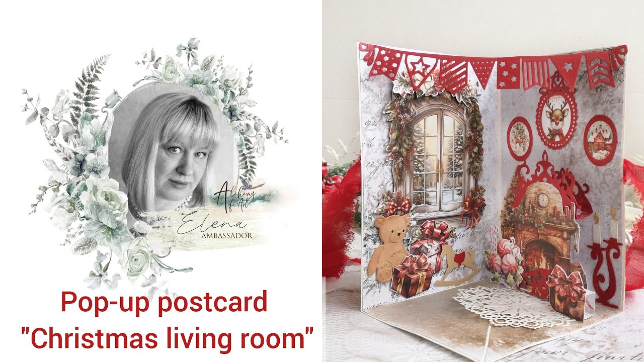 Pop-up postcard "Christmas living room". Tutorial - YouTube