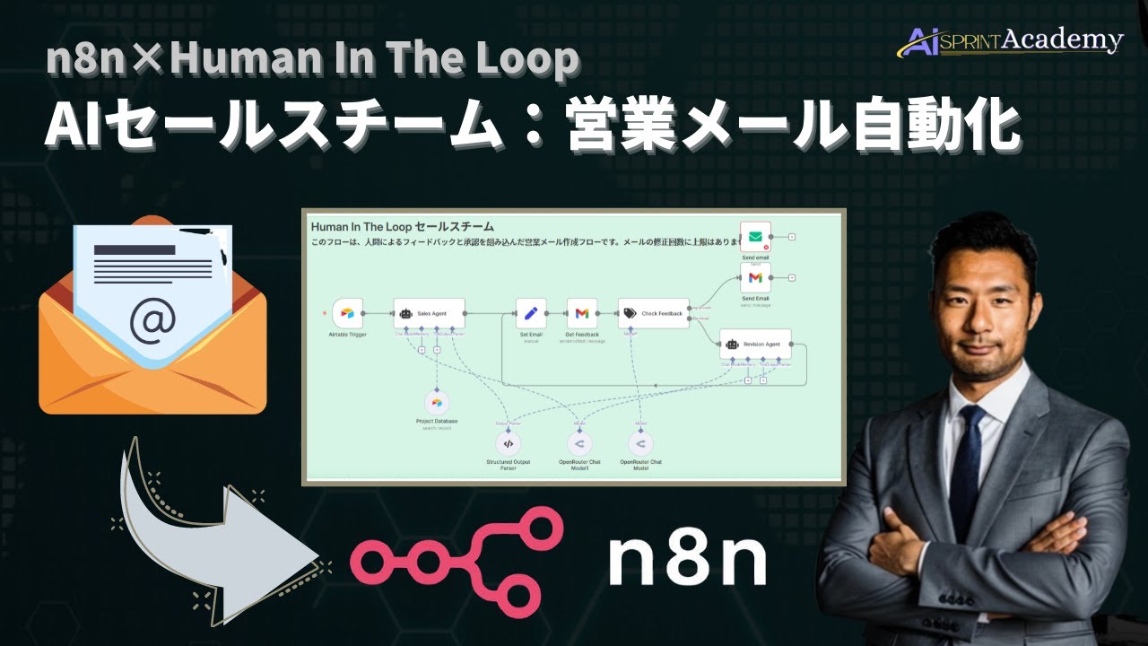 【n8n Workflow Series】Human in the Loop! AIセールス自動化｜営業メール作成をn8nで完全自動化 ...