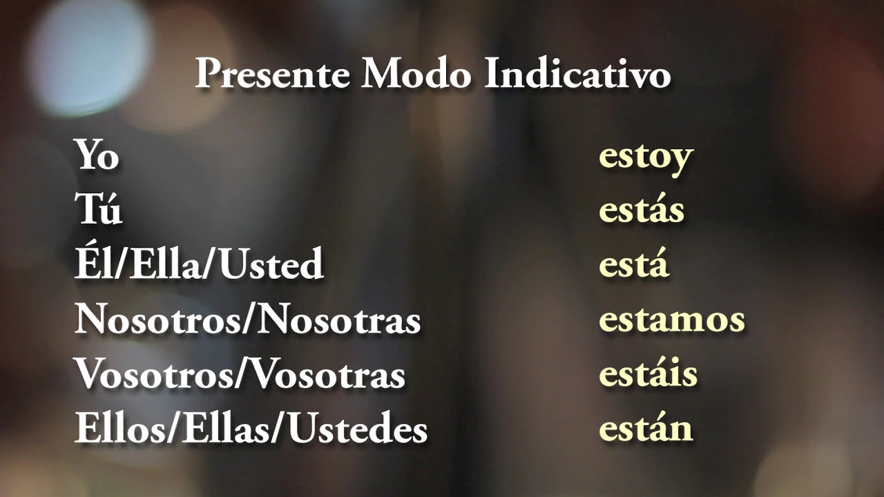ESTAR - Tiempo Presente Indicativo - Conjugación de Verbos en español ...
