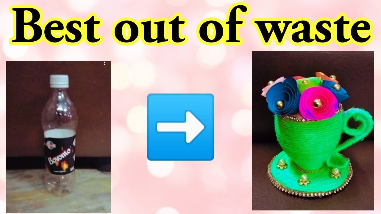 Best out of waste// Showpiece// Using waste bottle//Woolen Threads ...