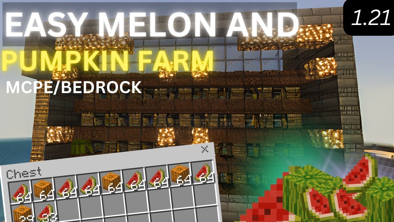 NEW BIG AND EASY PUMPKIN AND MELON FARM IN BEDROCK/MCPE/JAVA 😃 # ...