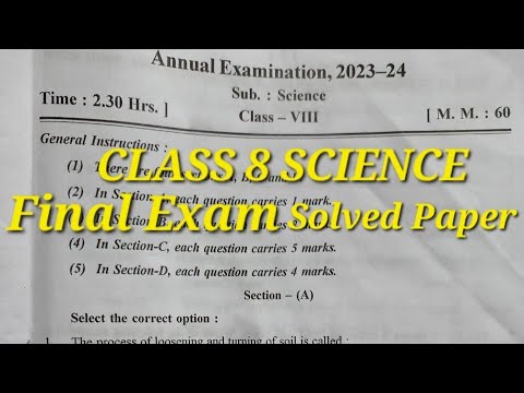 Class8 SCIENCE ANNUAL EXAM SOLVED QUESTION PAPER - YouTube