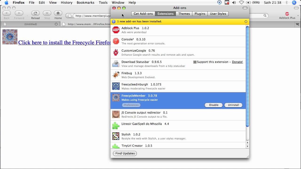 Freecycle Member Plugin - Firefox Install - YouTube