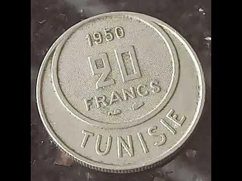 ٢٠فرنك تونسية قديمه وقيمه سنه١٩٥٠سعرها٤دولار/Monnaie ancienne ...