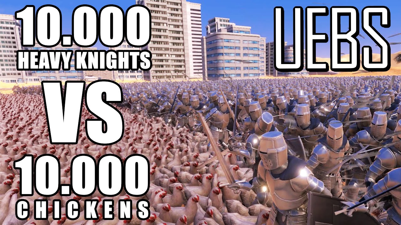 Medieval VS Animals: 10.000 Heavy Knights VS 10.000 Chickens | Ultimate ...