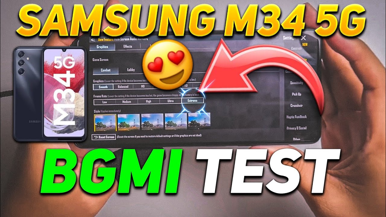 SAMSUNG GALAXY M34 BGMI TEST | SAMSUNG GALAXY M34 PUBG TEST | EYNOS ...