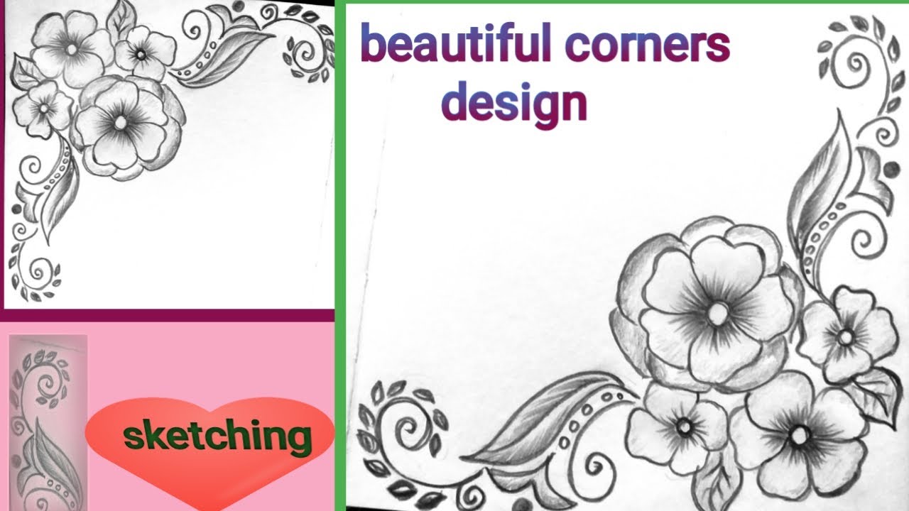 How to draw a corner border design easy?how do you draw a flower corner ...