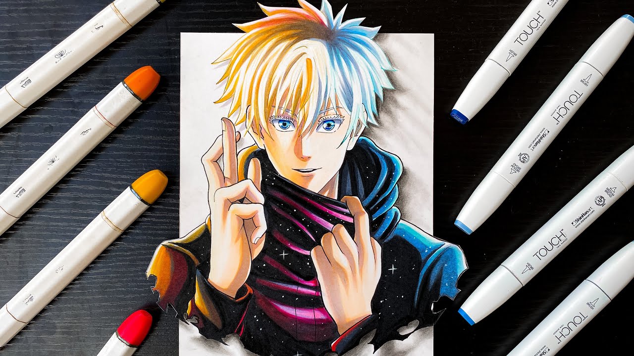 Drawing GOJOU SATORU 💥 [ JUJITSU KAISEN ] - YouTube