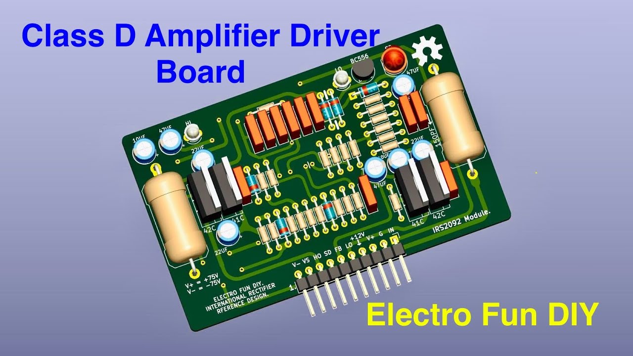 Class D amplifier driver board. IRS2092 - YouTube