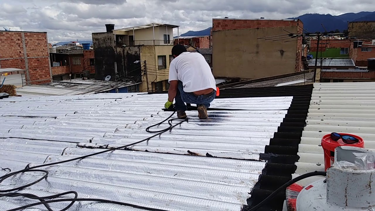 Impermeabilizacion tejado en Eternit manto Metalex Fiberglass - YouTube