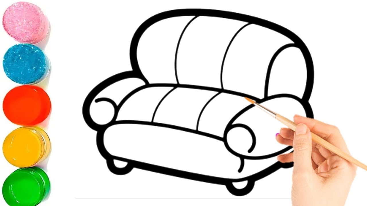 How to Draw a Cute Sofa |Sofa Easy Step by Step for Kids and Toddlers ...