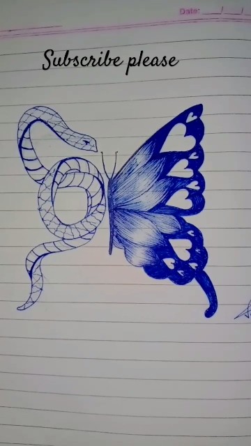 snake and butterfly drawing ️#share #like#subscribe #trending # ...