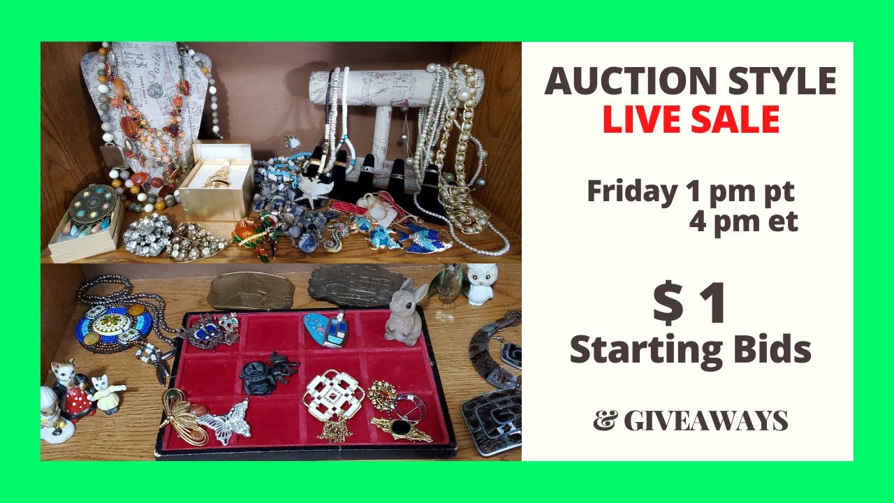 Jewelry and Smalls LIVE SALE Auction Style $1 Starting Bids - YouTube