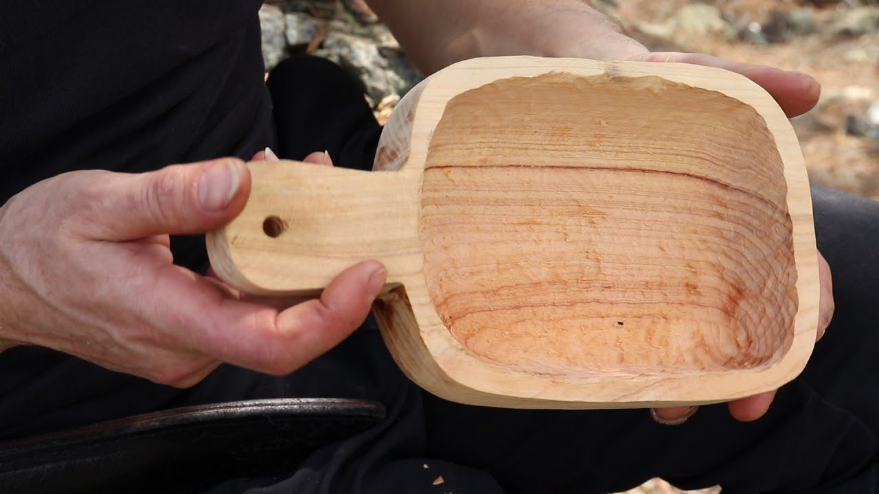 tabak oyma (andız ağacı), bushcraft, making a wooden plate - YouTube