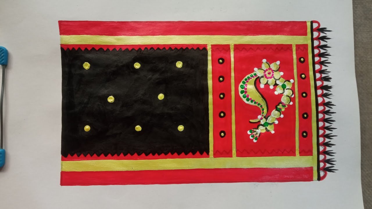 Makar Sankranti special Black Saree Design Drawing | Saree Design ...