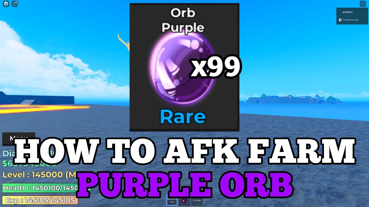 HOW TO AFK FARM PURPLE ORB IN ROCK FRUIT ROBLOX - YouTube