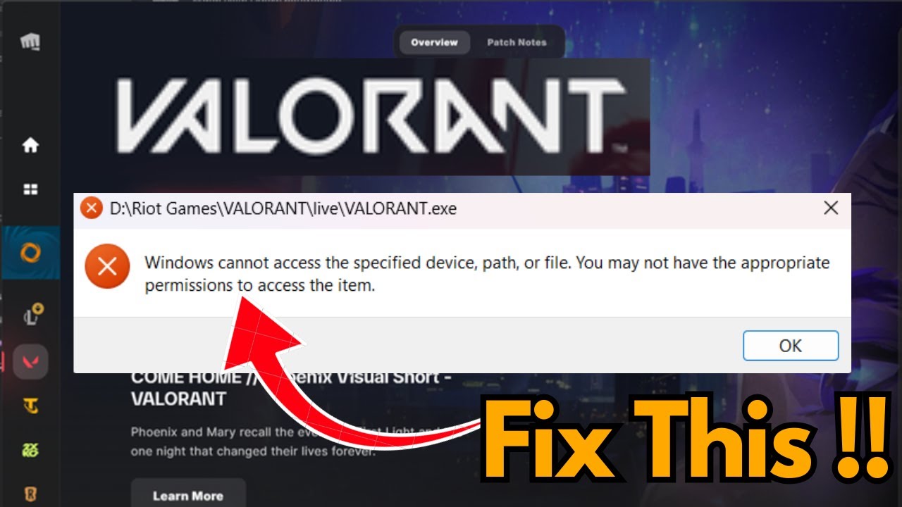 Windows cannot find access the specified device path or file Valorant ...
