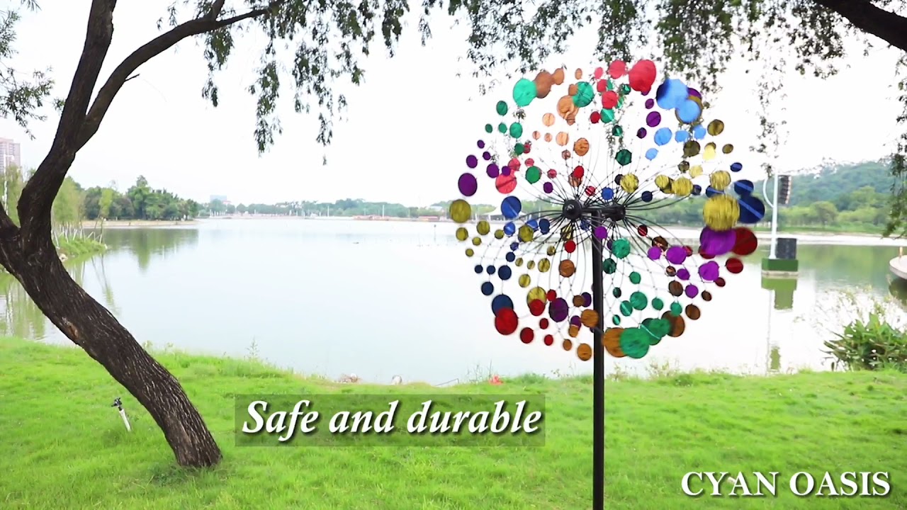 Large Beautiful colorful disc wind spinner - YouTube