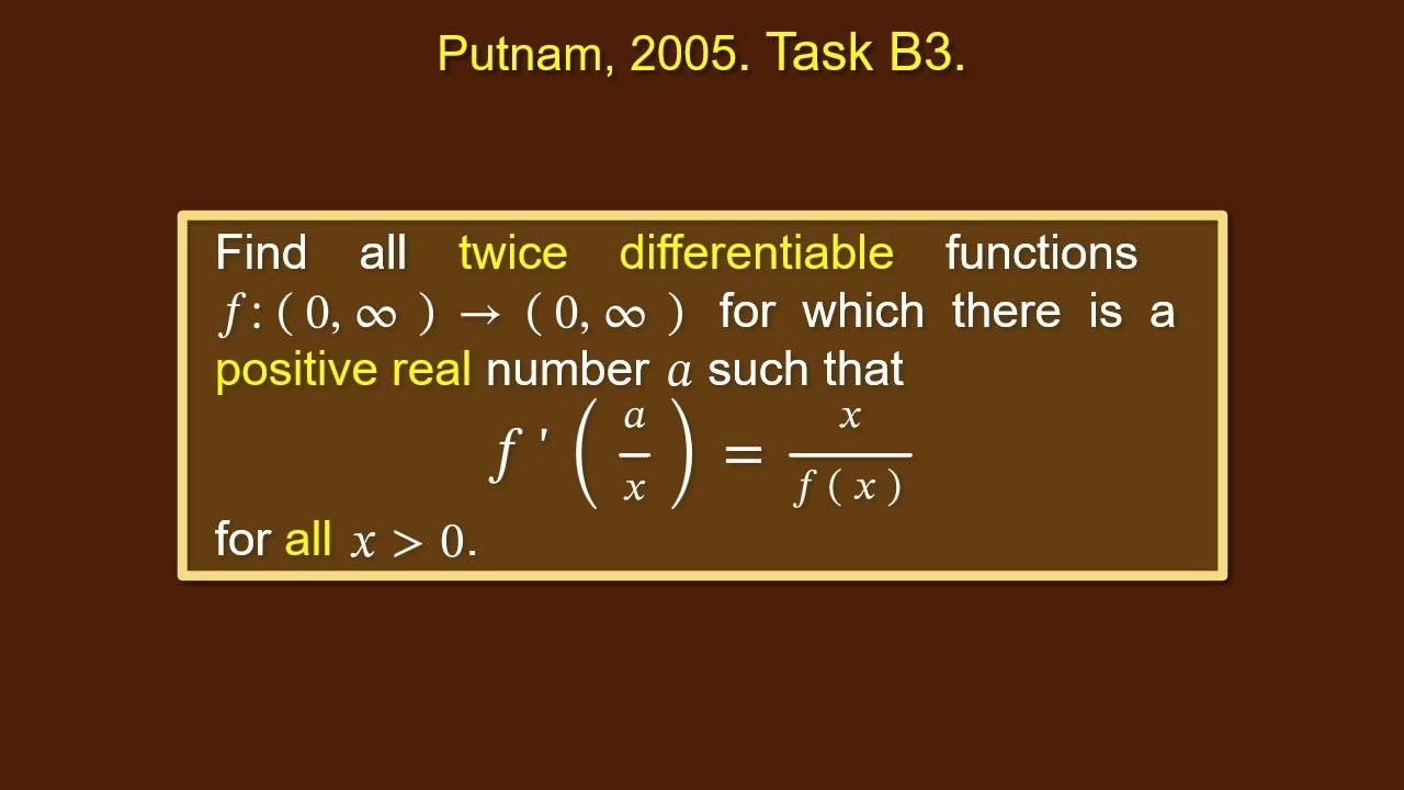 Another calculus problem from Putnam 2005 competition. - YouTube