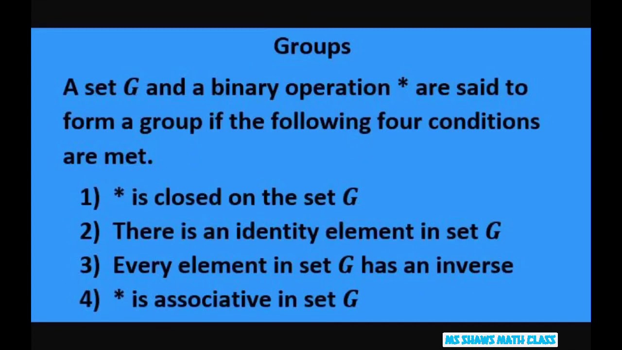 Introducing Groups. Subgroups, order of groups, Cayley Tables - YouTube