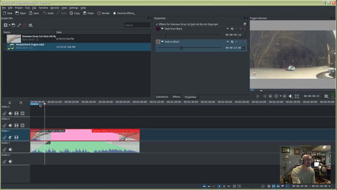 How To Fade Audio & Video In KDEnlive Linux Mint - YouTube