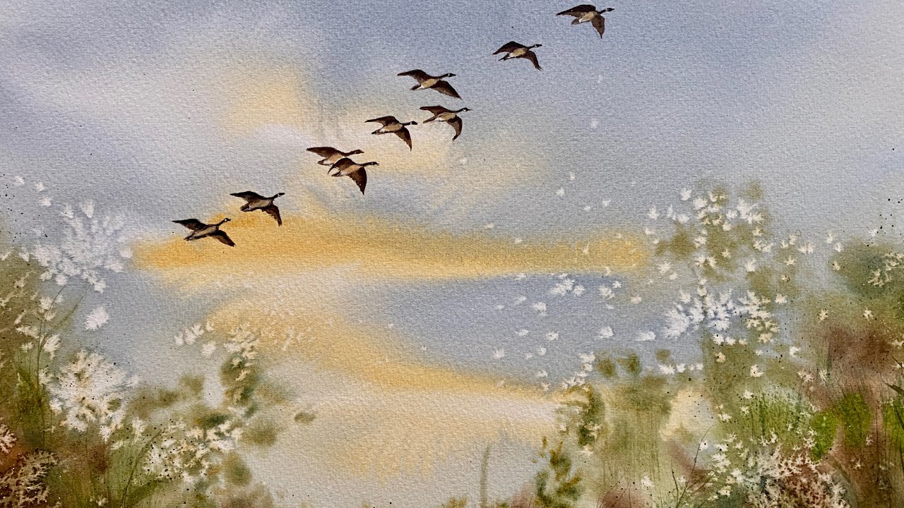 Use Salt! Beautiful BEGINNERS WETLAND MARSH Watercolor Landscape ...