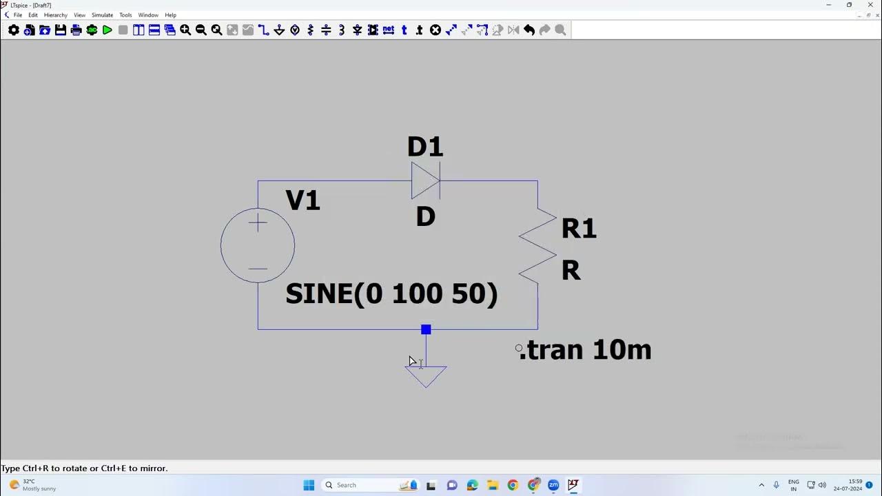 LTSpice Simulation of Half Wave Diode Rectifier - YouTube