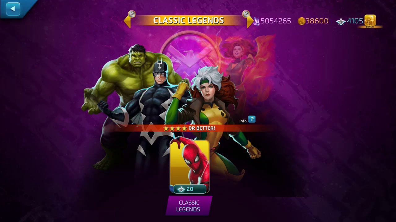 Marvel Puzzle Quest ( MPQ ) 262 classic legends tokens. - YouTube
