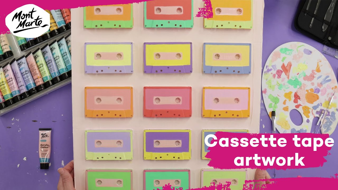 Painted cassette tapes with Acrylic Colour Pastel Paints - YouTube