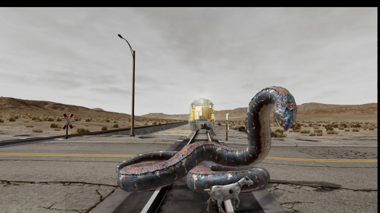 Angry Anaconda vs Train | Stops The Train | BeamNG.Drive | Giant Snake ...