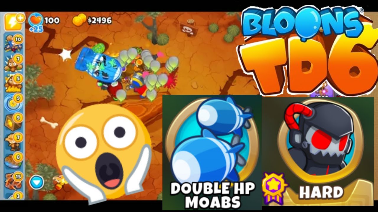 BLOONS TD 6 CRACKED MAP ON HARD DOUBLE HP MOABS MODE - YouTube
