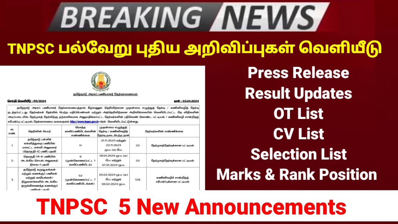 TNPSC New 5 exam Announcements | TNPSC புதிய அறிவிப்புகள் | Tamilnadu ...