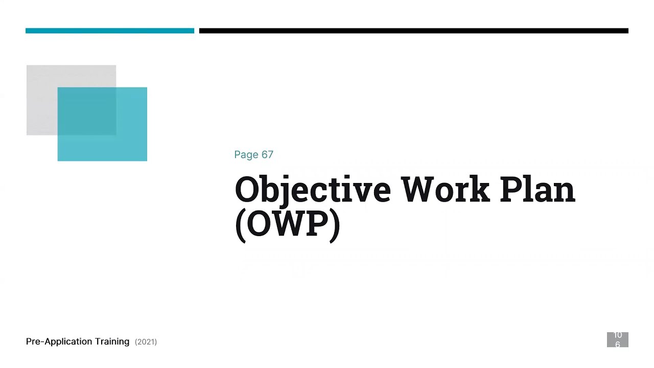 Objective Work Plan (OWP) 2021 - YouTube