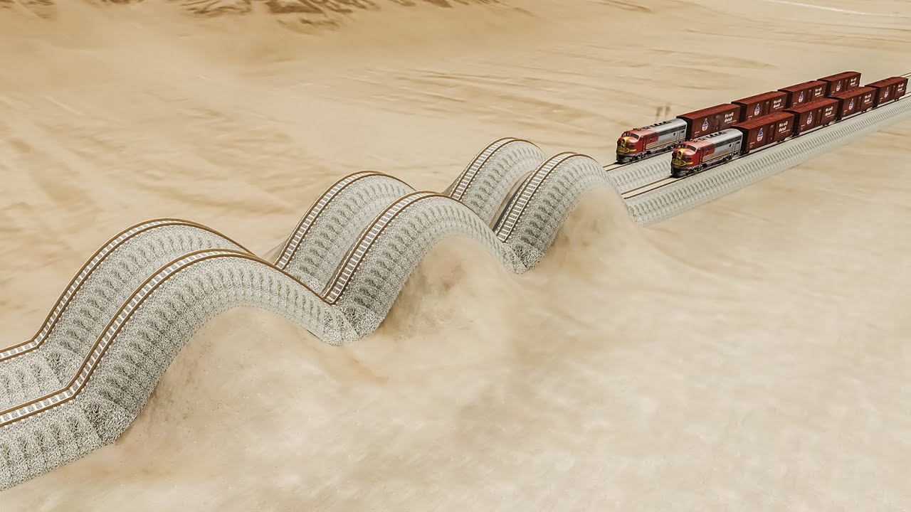 Impossible Triple Speed bumps Rail Tracks Crossing Trains Big Mistake ...