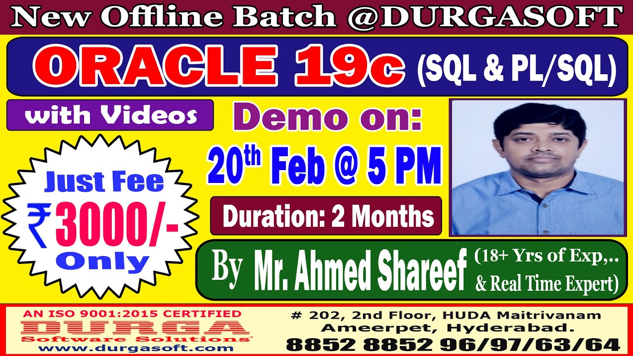 ORACLE 19c Offline Training @ DURGASOFT - YouTube