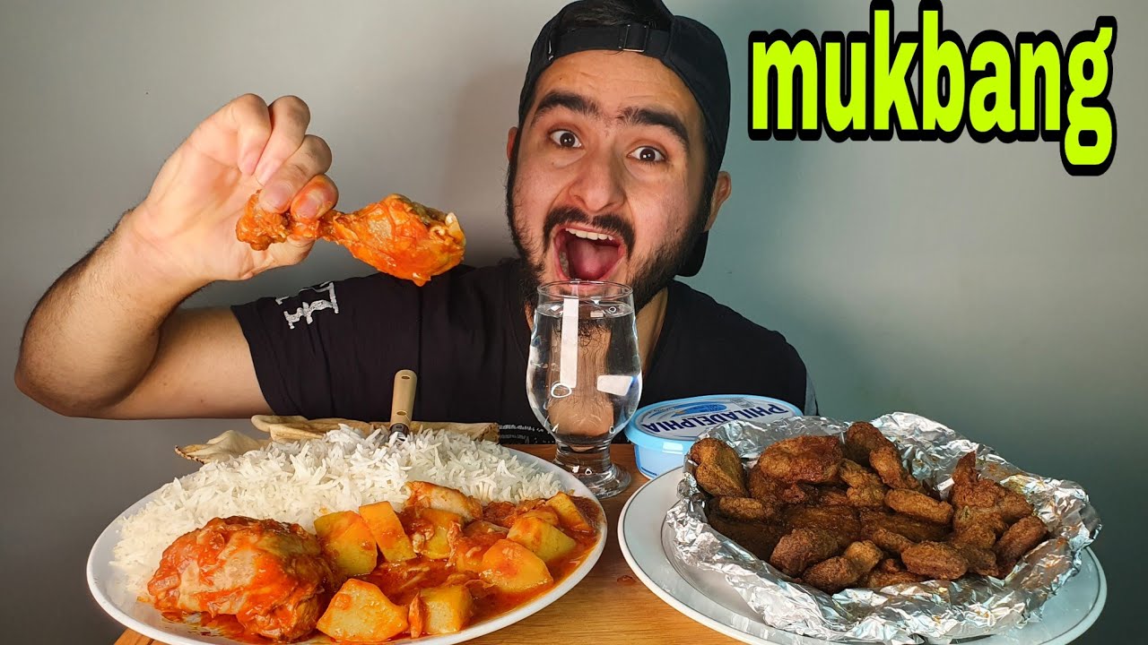 Mukbang | Äta hemgjord Kebab med ris och kyckling - YouTube