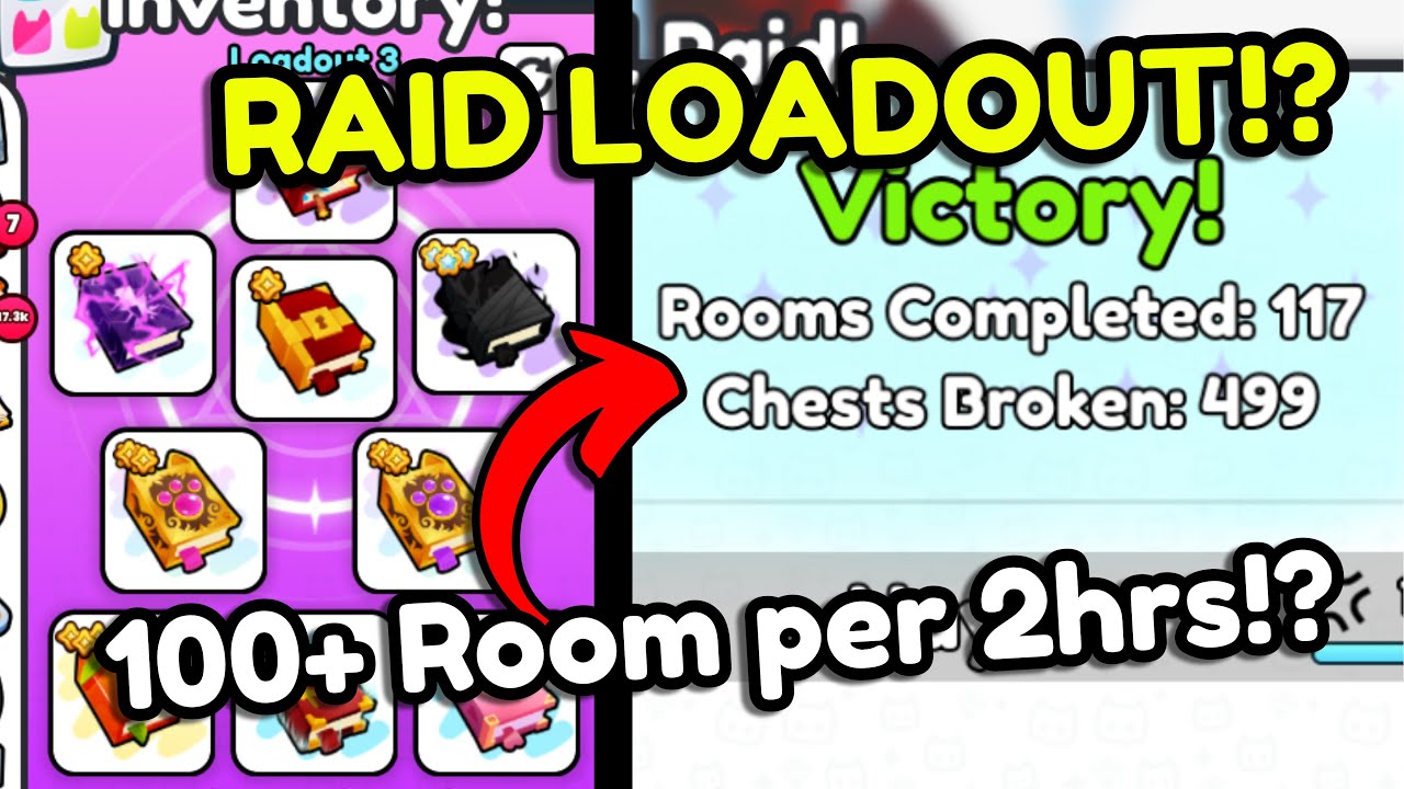 The BEST LOADOUT To Get 100+ CHEST RAID ROOMS In PET SIMULATOR 99 ...