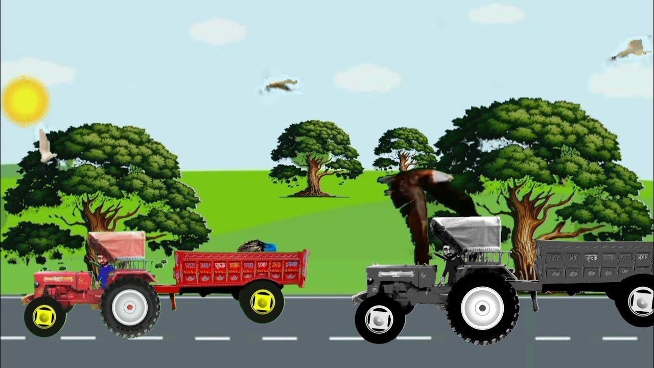 Cartons Animated tractor long drive #3danimation #cartoon #3danimition ...