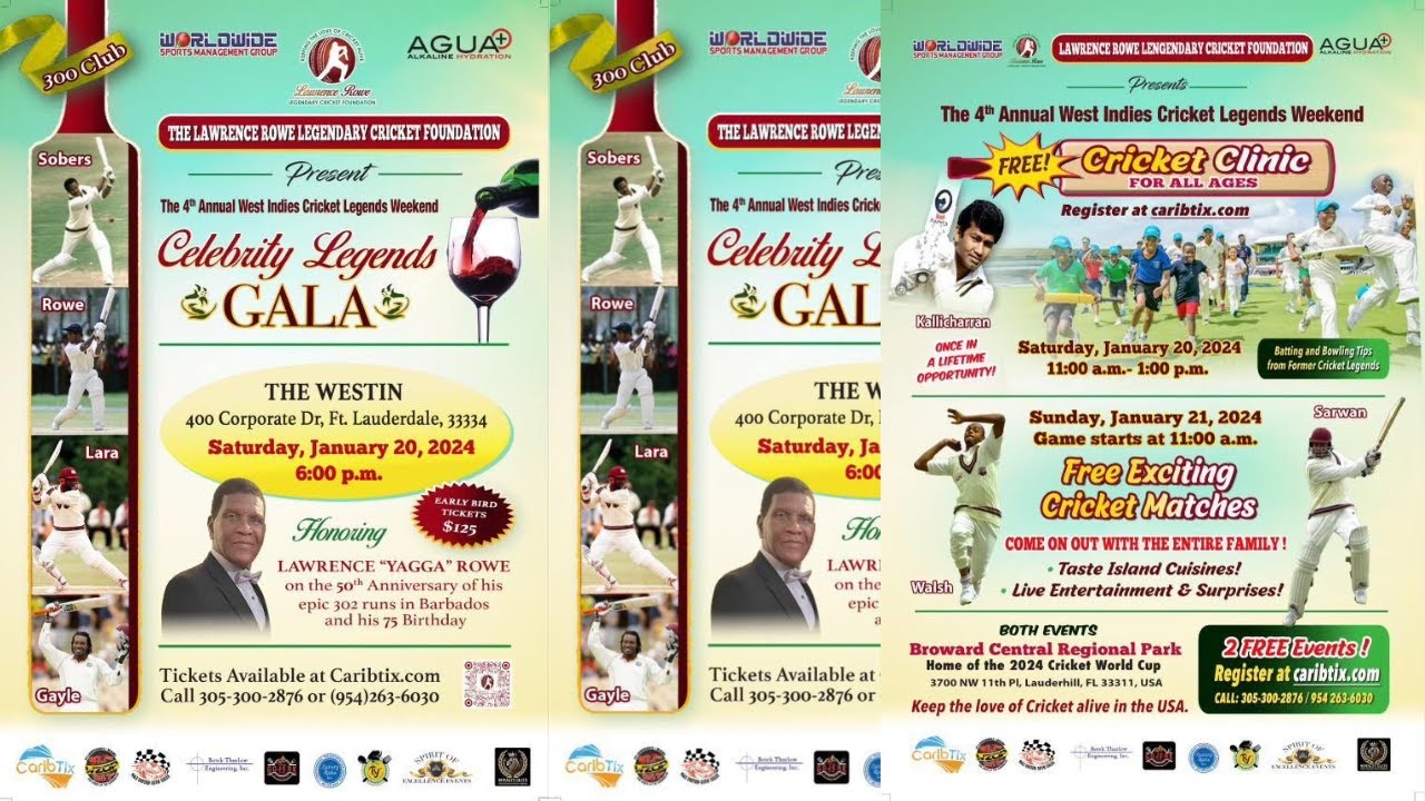 West Indies Cricket Legends Weekend Honouring Lawrence Rowe Press ...