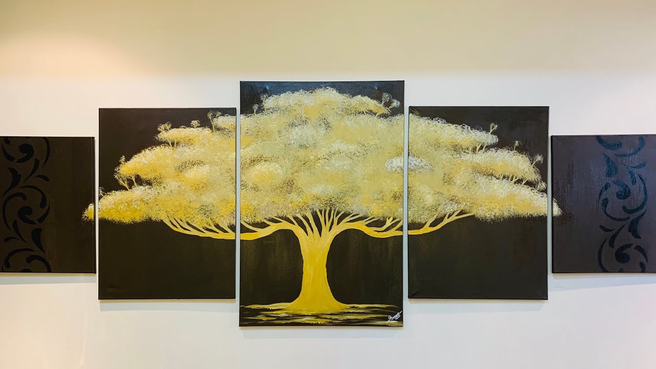 Multi canvas painting/tree drawing. - YouTube