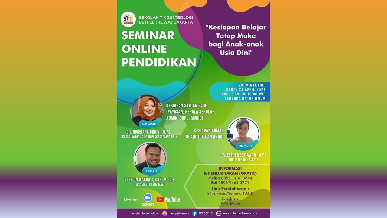 SEMINAR PAUD STTB THE WAY - KESIAPAN BELAJAR TATAP MUKA BAGI ANAK-ANAK ...