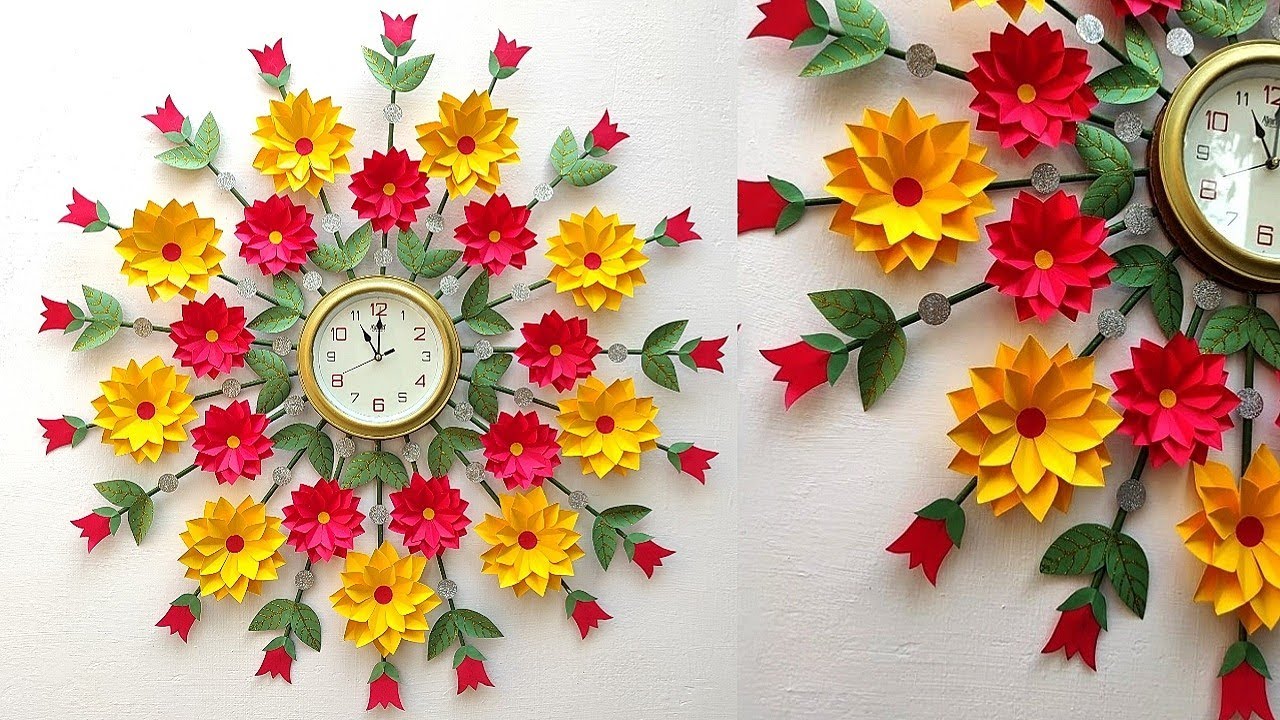Wall Clock Decoration ideas ll Beautiful Wall Decoration ideas with ...